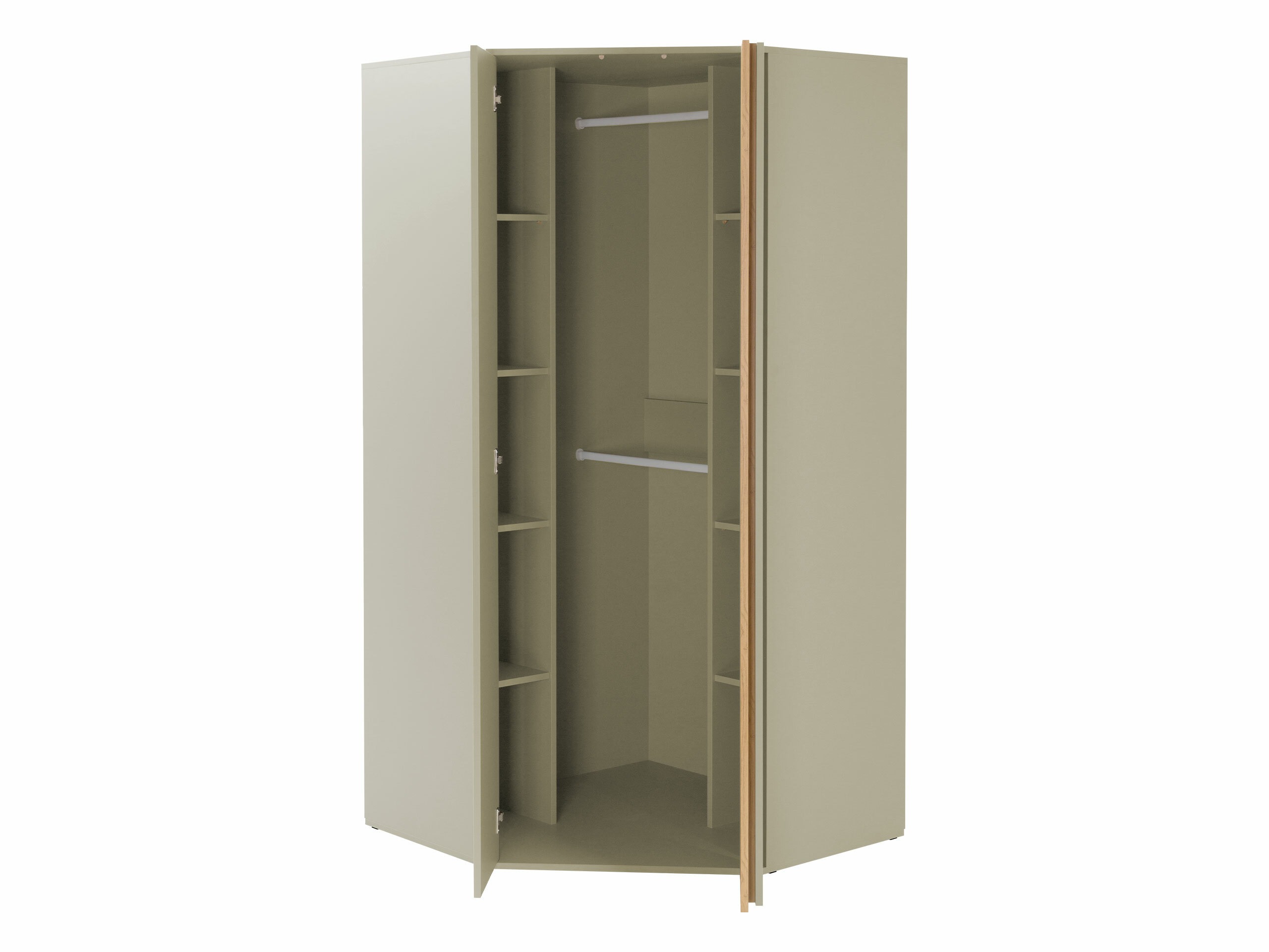 Corner wardrobe Fiosono 101 (Dusty green + Oak) - Living room furniture ...