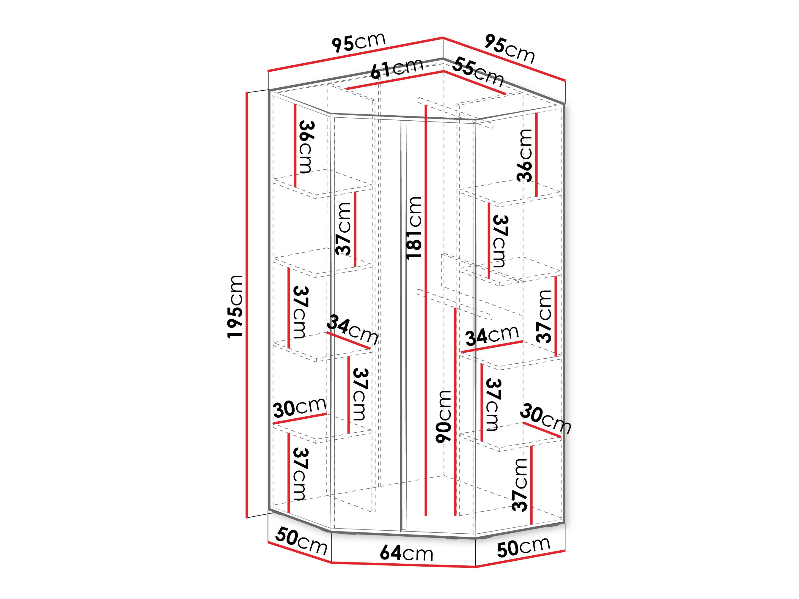 Corner wardrobe Fiosono 101 (Dusty green + Oak) - Living room furniture ...