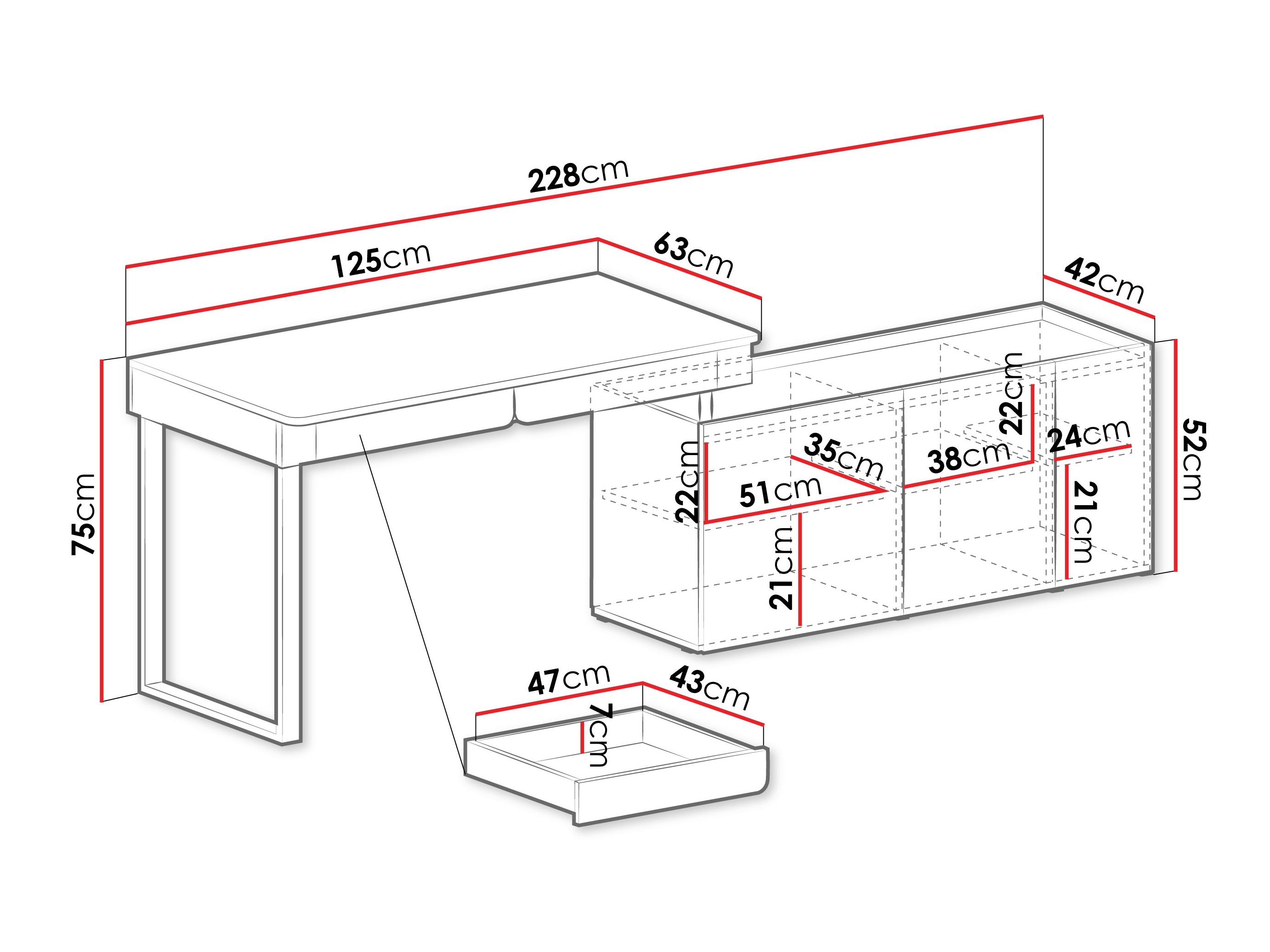Corner desk Fiosono 110 (Dusty green + Oak) - Desks | Furniture24.ie